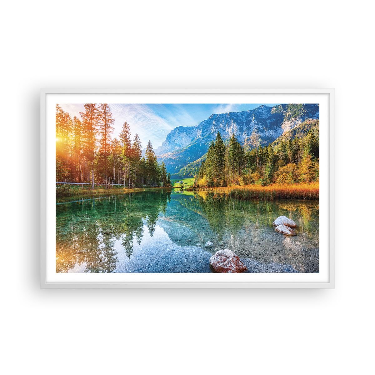 Obraz - Plakat - Łagodność jesieni - 91x61cm - Krajobraz Góry Alpy ...