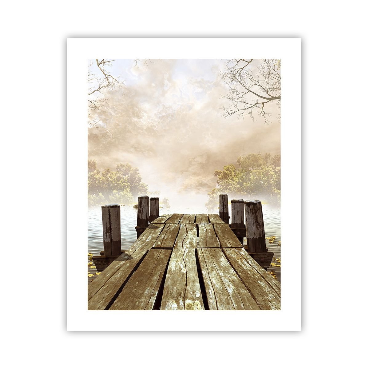 Obraz - Plakat - Łagodny smutek jesieni - 40x50cm - Krajobraz Jezioro ...