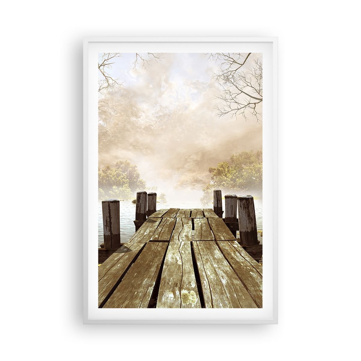 Obraz - Plakat - Łagodny smutek jesieni - 61x91cm - Krajobraz Jezioro ...