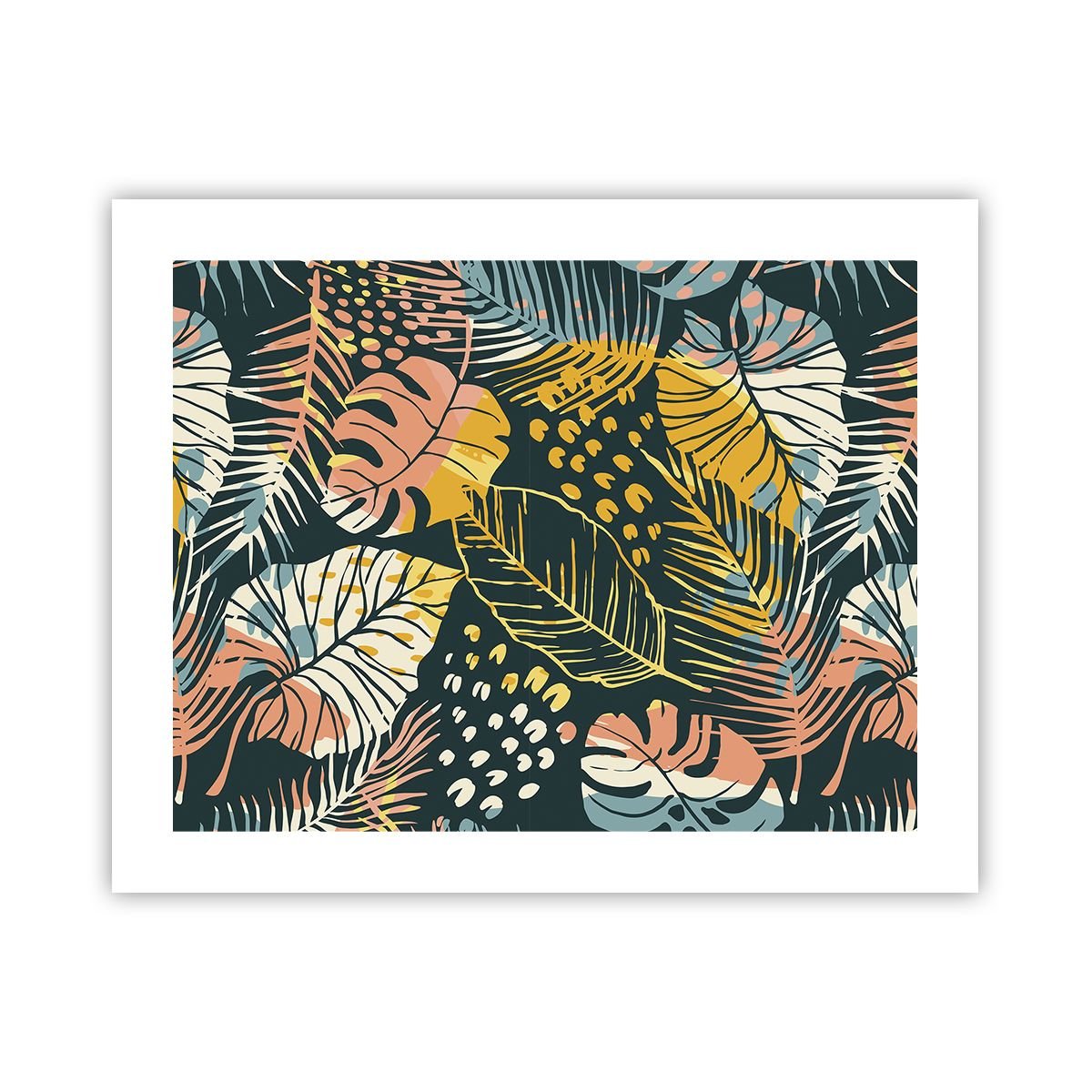 Obraz - Plakat - Liściasta fantazja - 50x40cm - Grafika Kwiat ...
