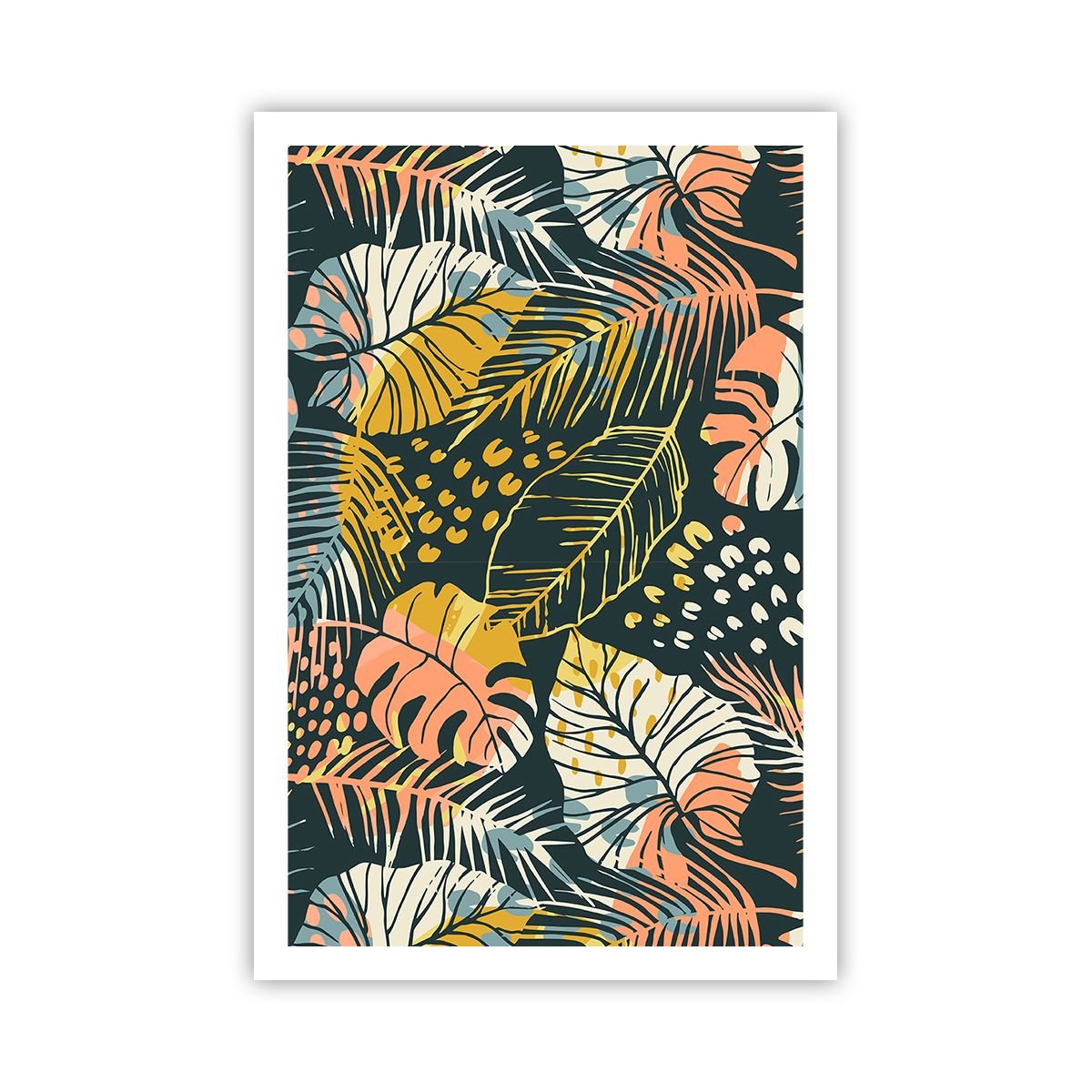 Obraz - Plakat - Liściasta fantazja - 61x91cm - Grafika Kwiat ...