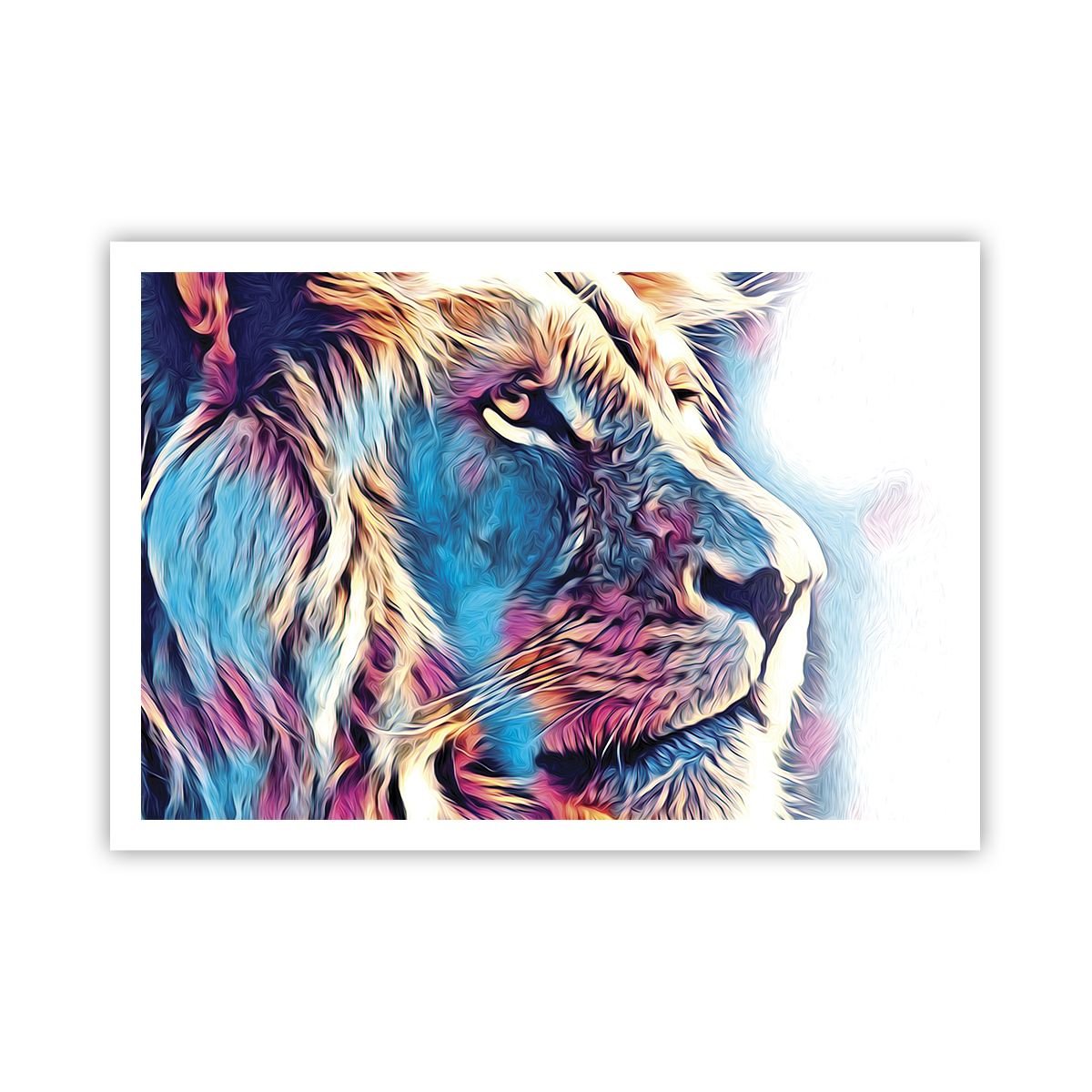 Obraz - Plakat - Mądrość natury - 100x70cm - Zwierzęta Lew Abstrakcja ...