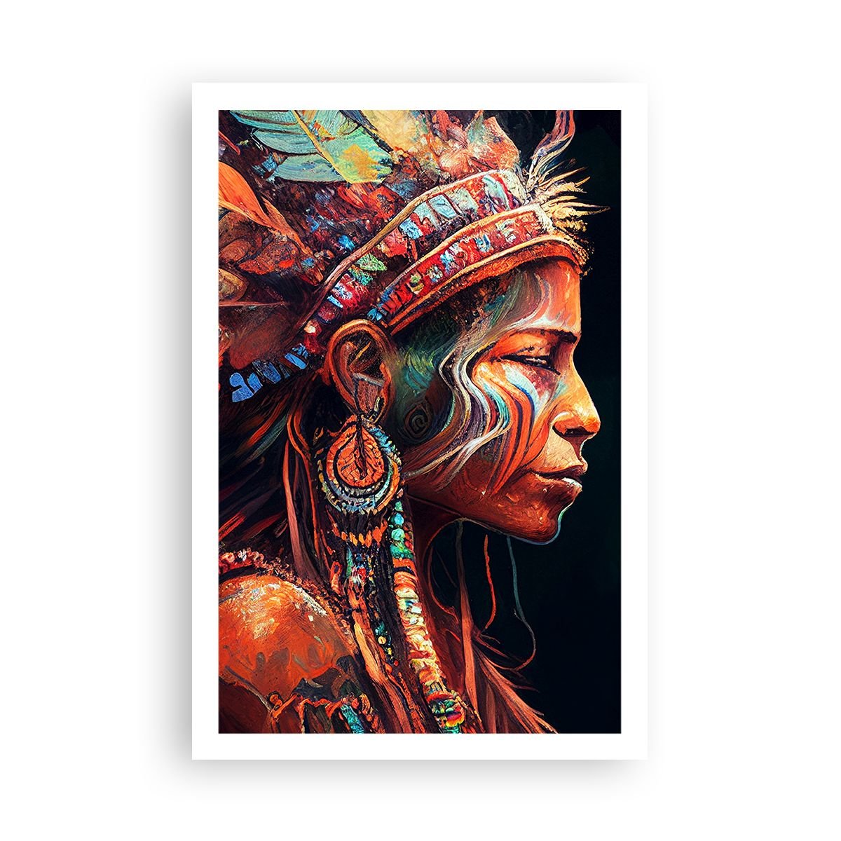 Obraz - Plakat - Magiczny rytuał - 61x91cm - Szaman Indianin Ayahuasca ...