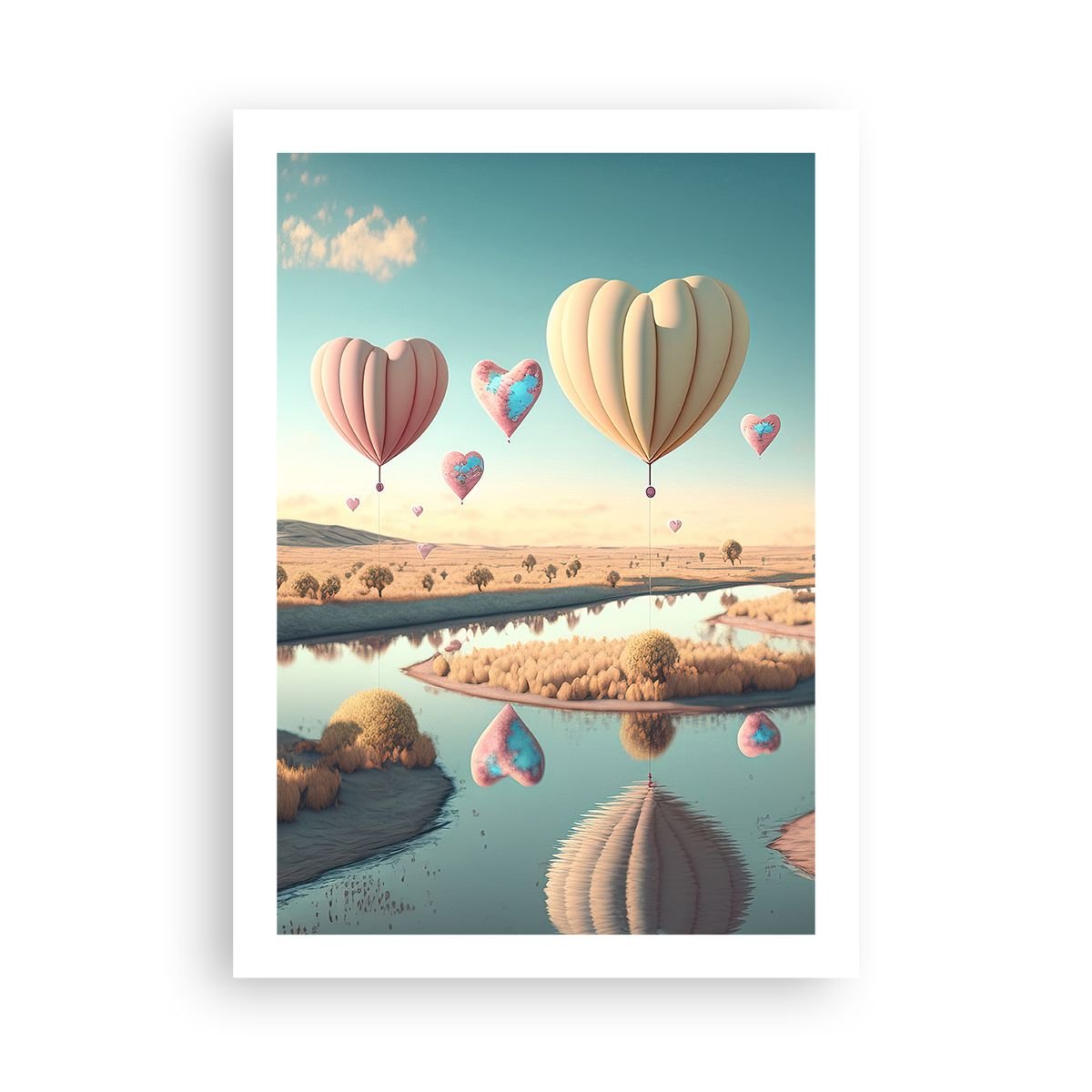 Obraz - Plakat - Miłość pozwala wznieść się - 50x70cm - Balony Pastelowe Cukierkowe - Nowoczesny ...