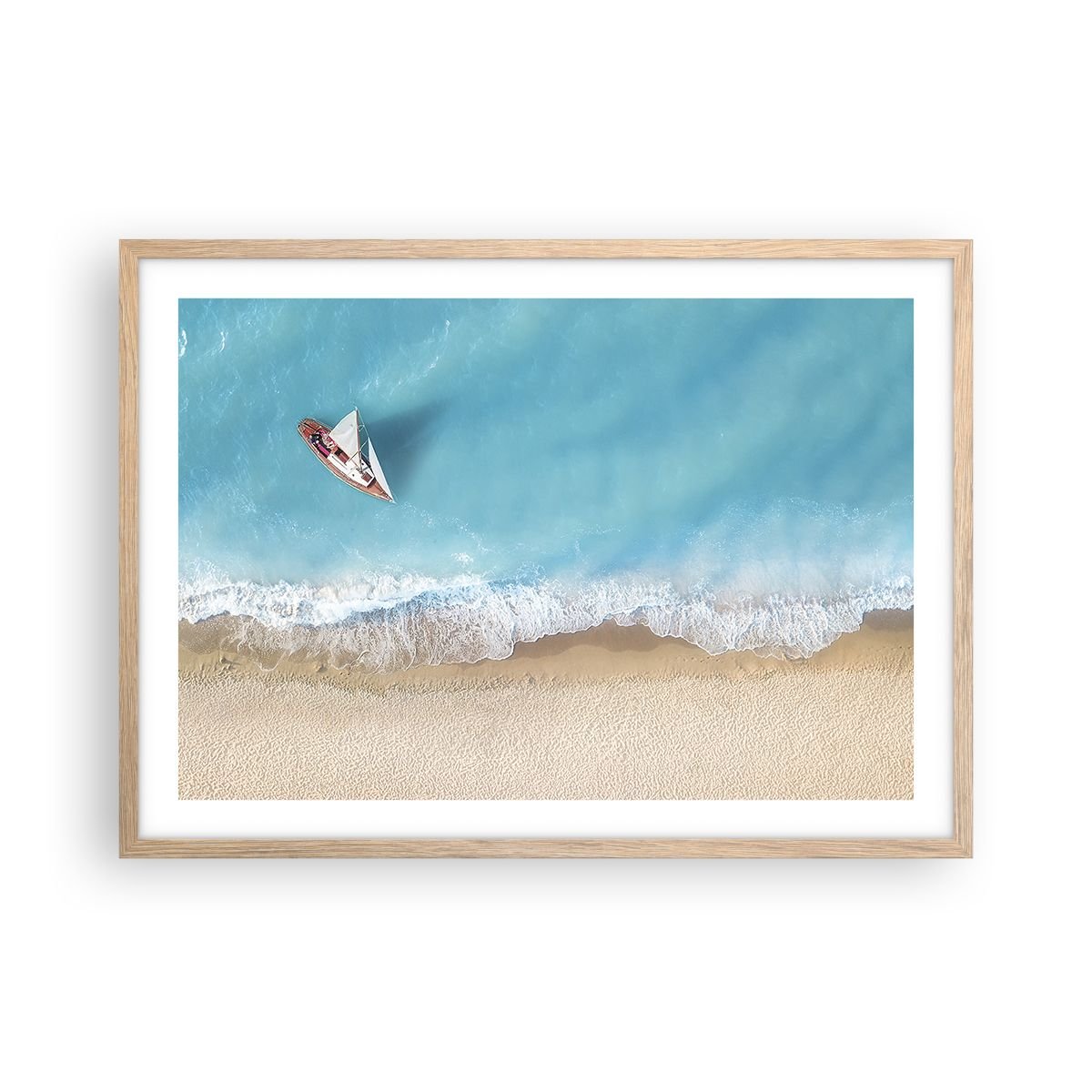 Obraz - Plakat - Na granicy błękitu i złota - 70x50cm - Krajobraz Plaża Morze - Nowoczesny modny ...