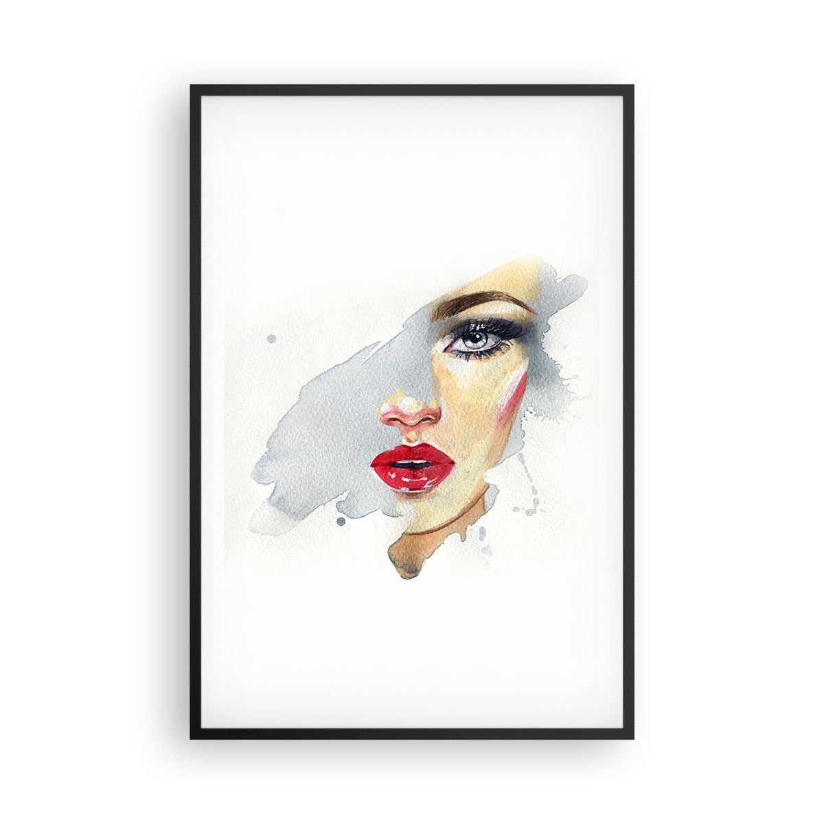 Obraz - Plakat - Odbicie w kropli wody - 61x91cm - Twarz Kobiety Kobieta Czerwone Usta - Foto ...