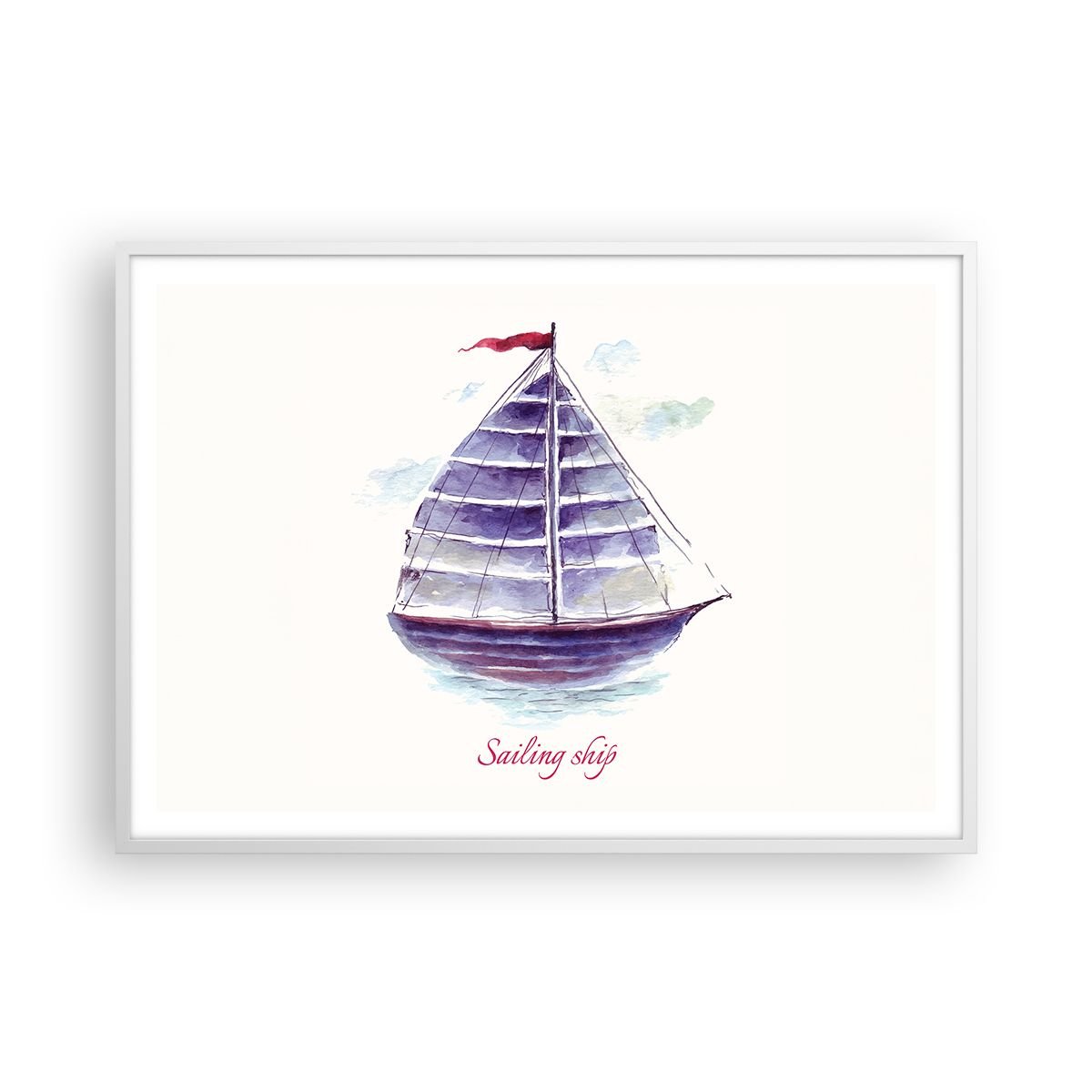 Obraz - Plakat - Pełnych żagli i spokojnej wody - 100x70cm - Żaglówka ...