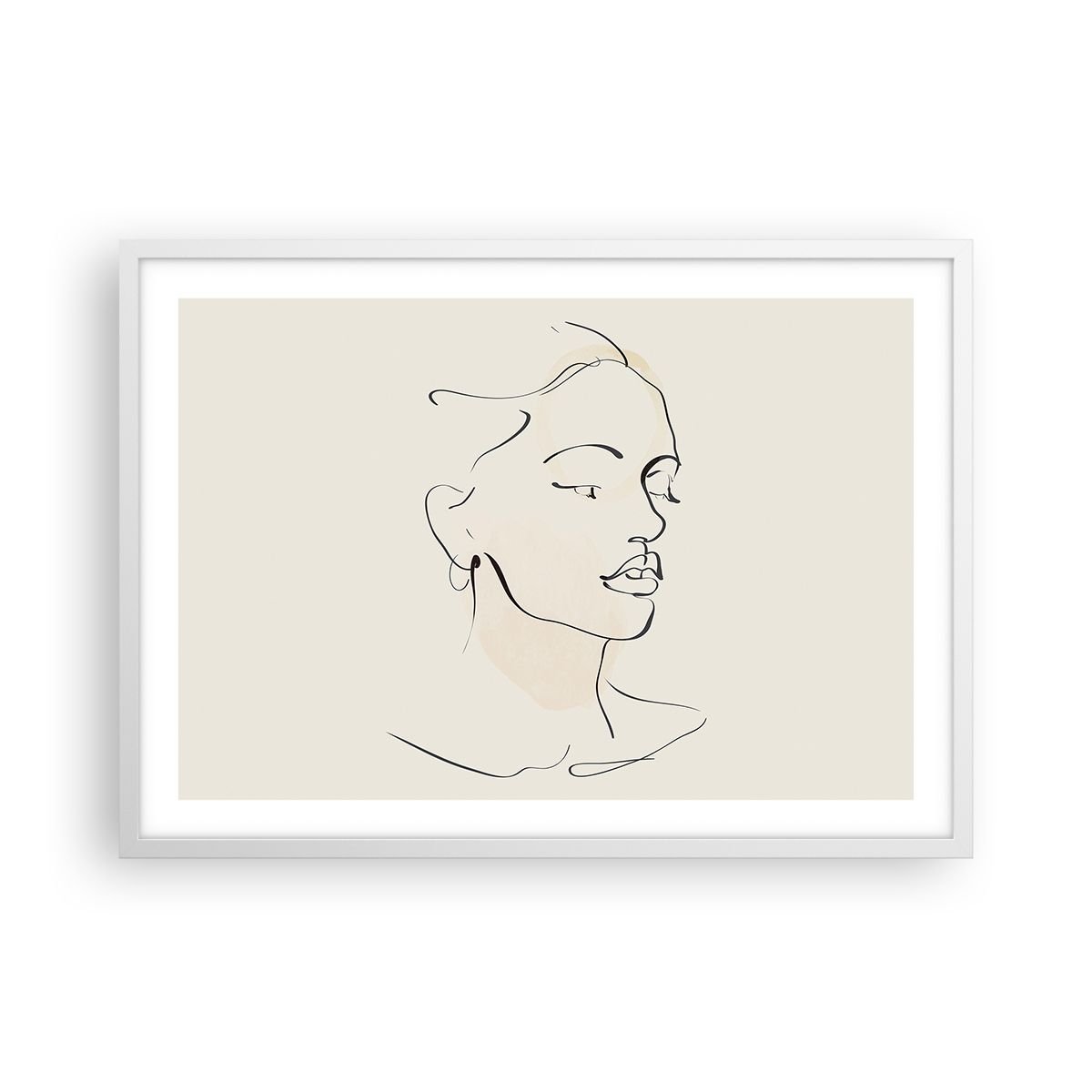 Obraz - Plakat - Pewną kreską - 70x50cm - Abstrakcja Twarz Kobiety Lineart - Nowoczesny modny ...