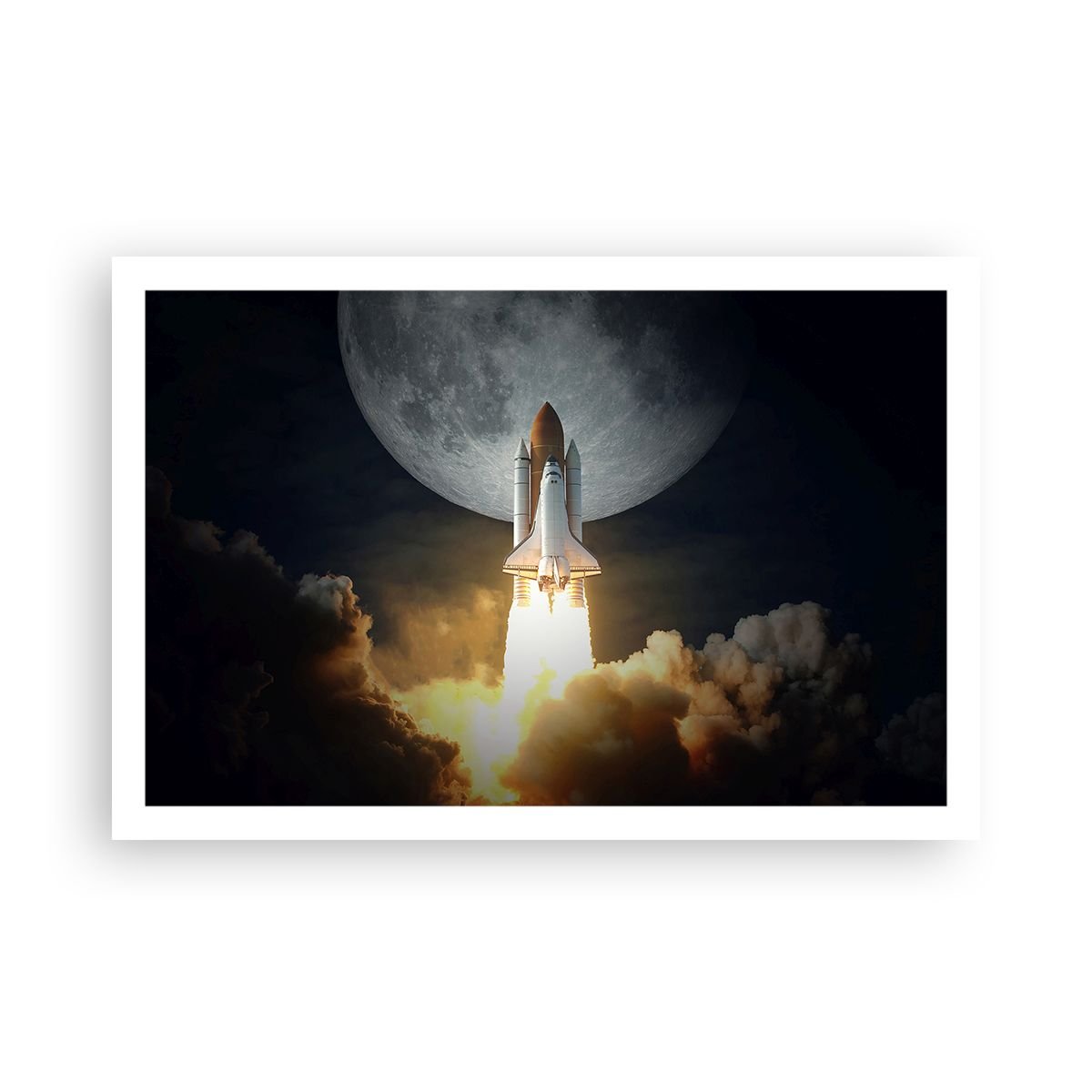 Obraz - Plakat - Początek nieziemskiej przygody - 91x61cm - Księżyc Rakieta Kosmiczna Nasa ...