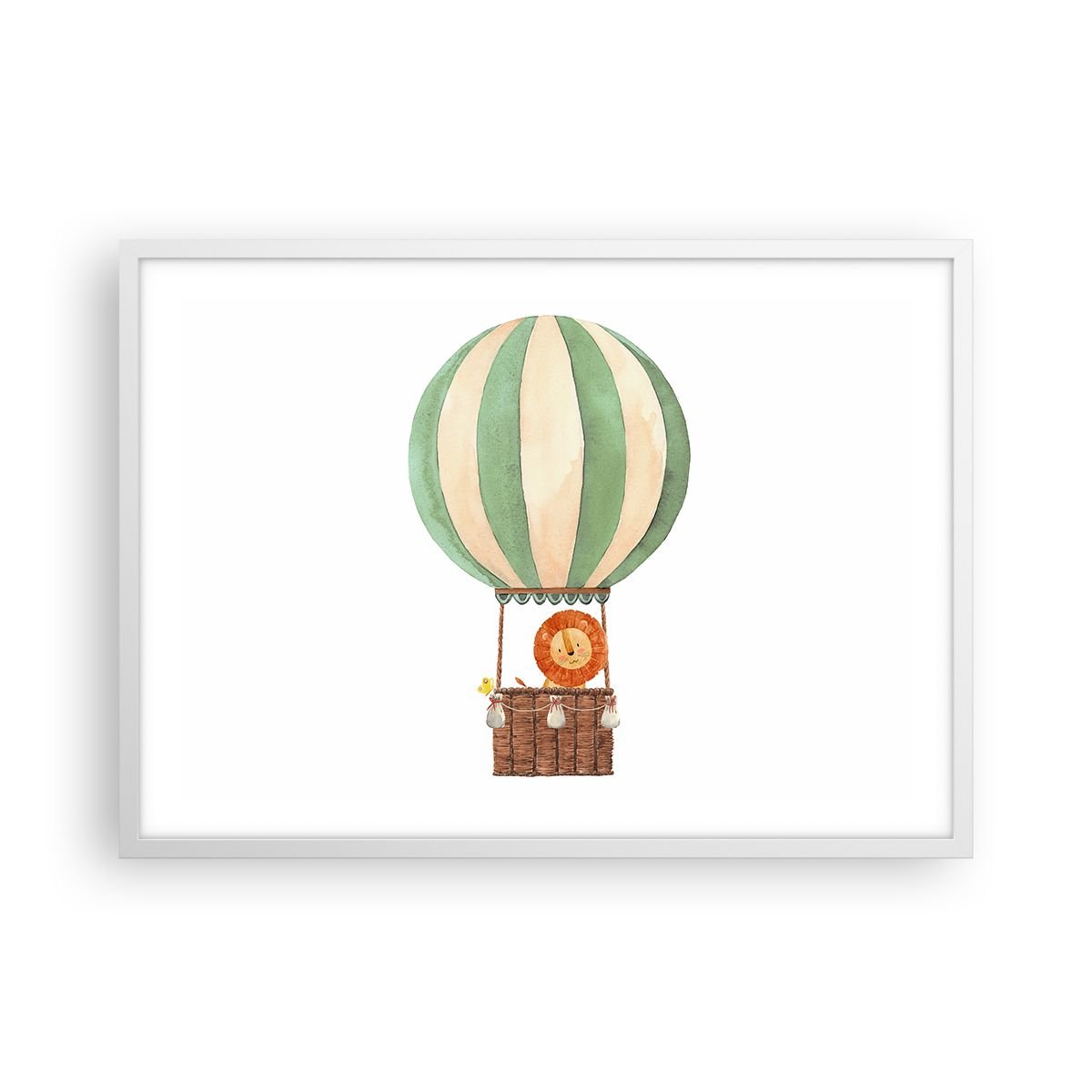 Obraz - Plakat - Podróże Leona - 70x50cm - Balon Lew Dziecięcy - Nowoczesny modny obraz Plakat ...
