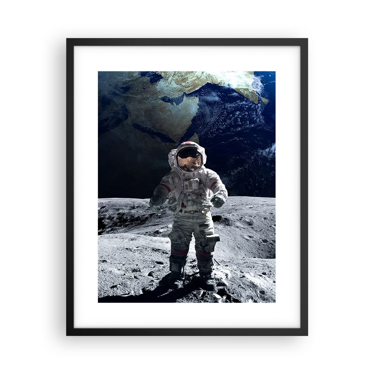 Obraz - Plakat - Pozdrowienia z Księżyca - 40x50cm - Astronauta Księżyc Planeta Ziemia - Foto ...
