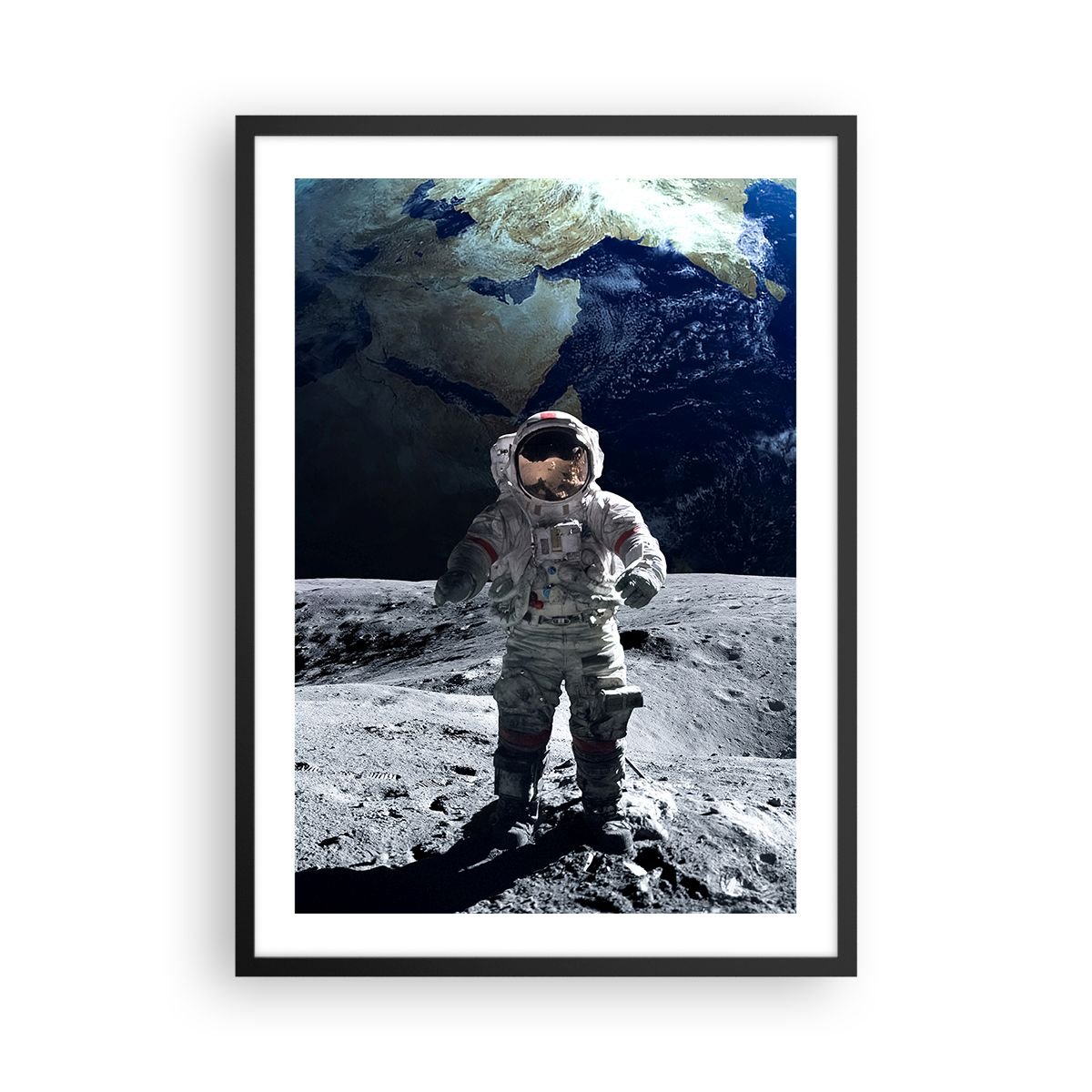 Obraz - Plakat - Pozdrowienia z Księżyca - 50x70cm - Astronauta Księżyc Planeta Ziemia ...