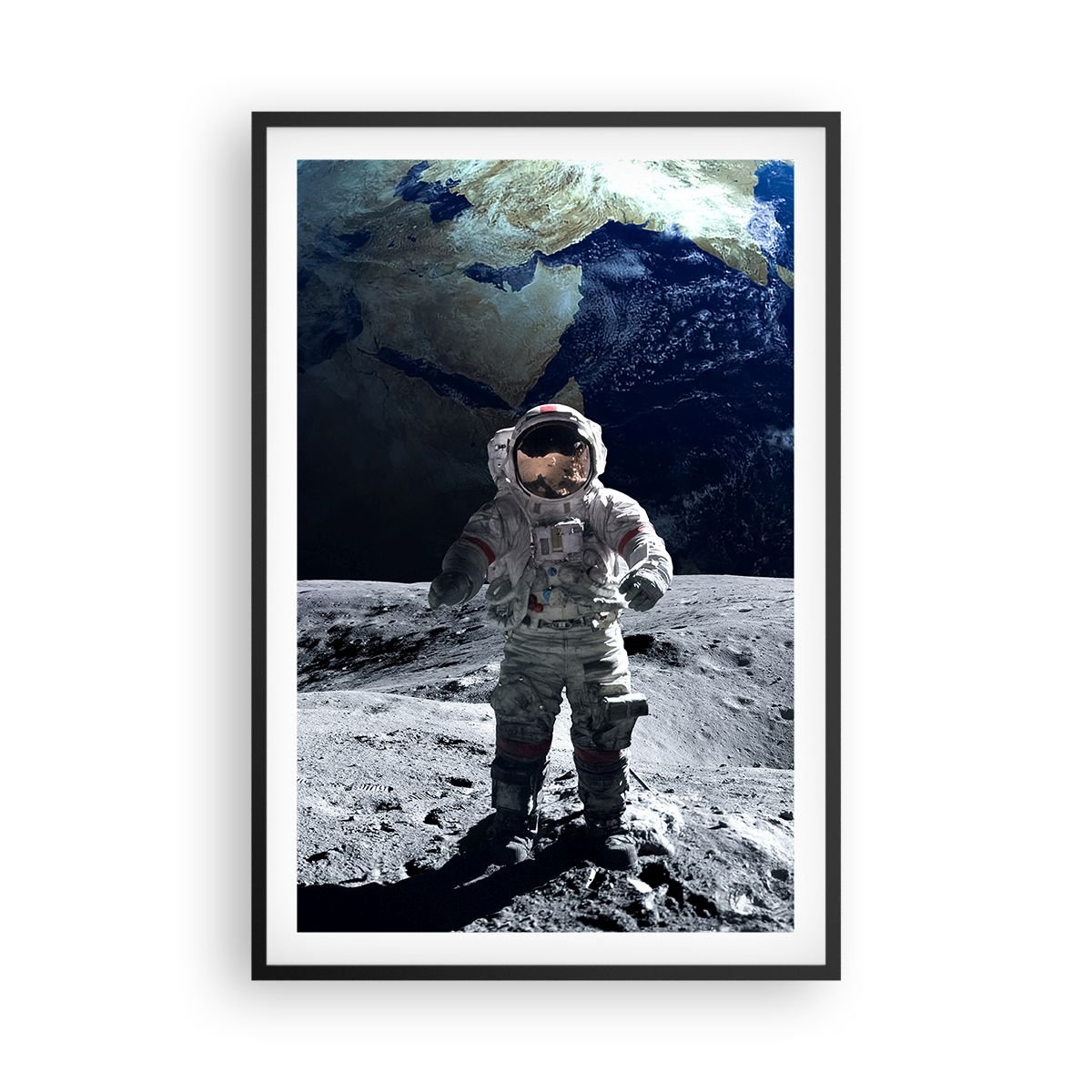 Obraz - Plakat - Pozdrowienia z Księżyca - 61x91cm - Astronauta Księżyc Planeta Ziemia - Foto ...