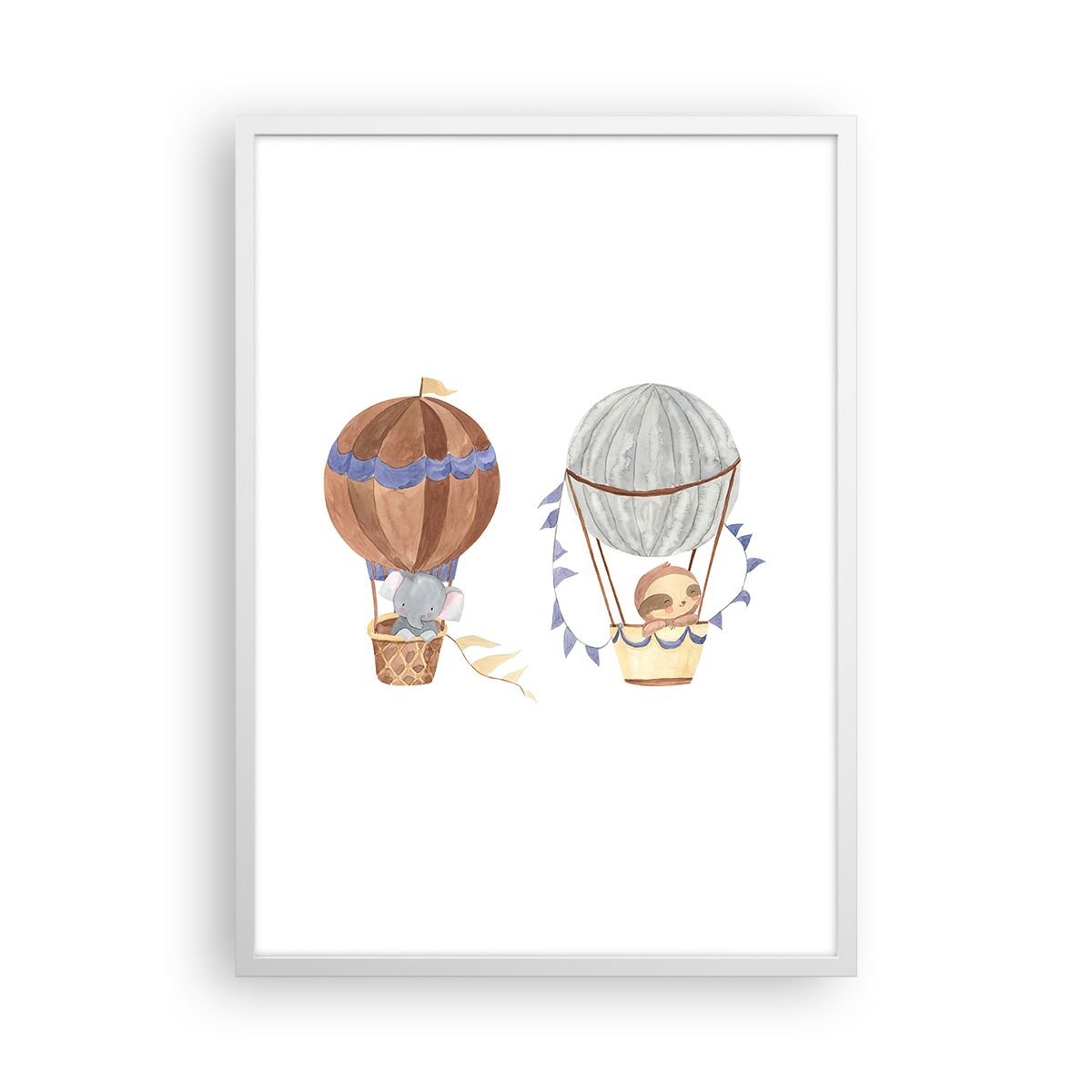 Obraz - Plakat - Przyjaciele w podróży - 50x70cm - Balony Zwierzęta Dziecięce - Nowoczesny modny ...