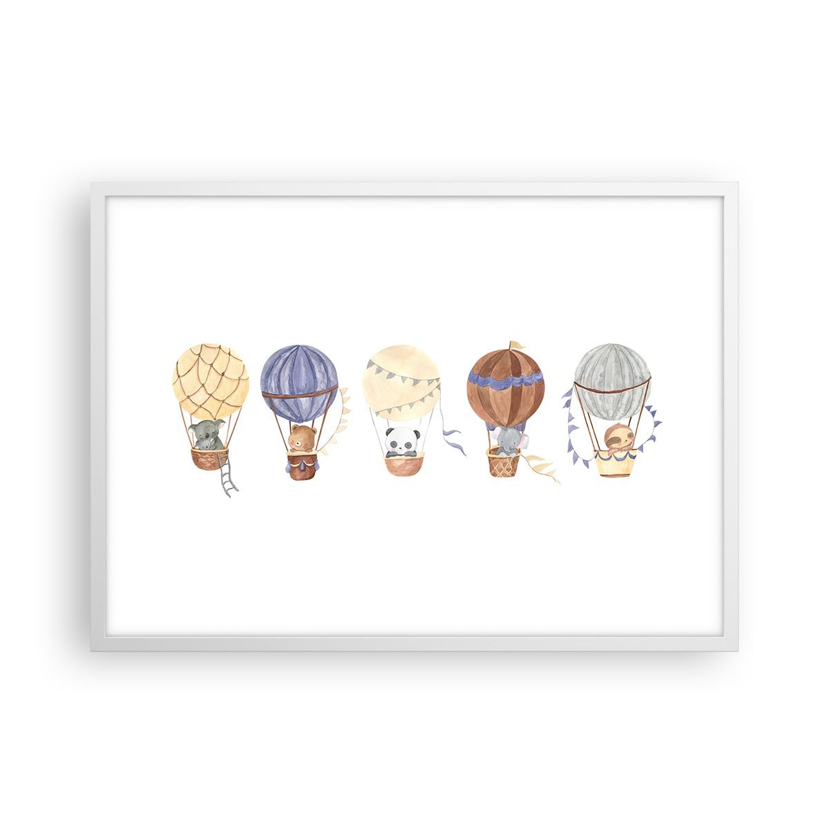 Obraz - Plakat - Przyjaciele w podróży - 70x50cm - Balony Zwierzęta Dziecięce - Nowoczesny modny ...