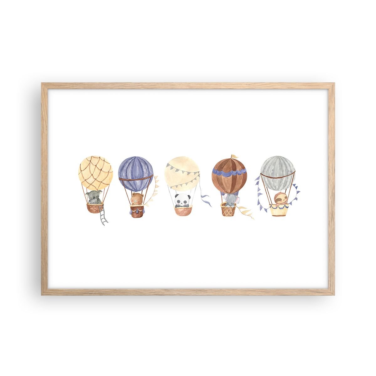 Obraz - Plakat - Przyjaciele w podróży - 70x50cm - Balony Zwierzęta Dziecięce - Nowoczesny modny ...