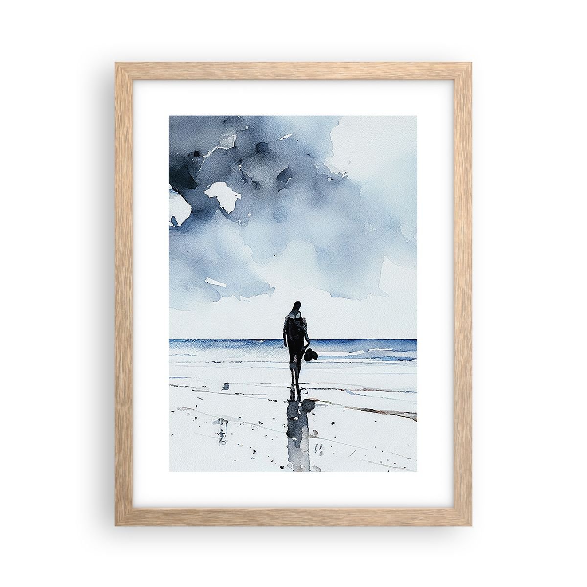Obraz - Plakat - Rozmowa z morzem - 30x40cm - Samotny Człowiek Brzeg ...