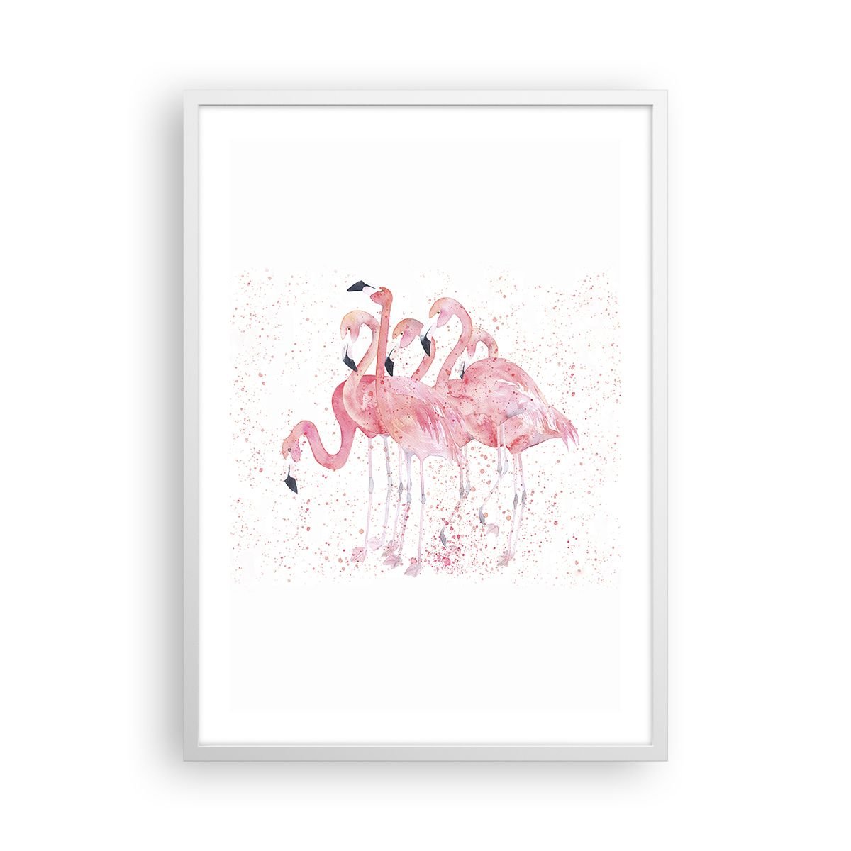 Obraz - Plakat - Różowy ansambl - 50x70cm - Flamingi Ptaki Grafika ...