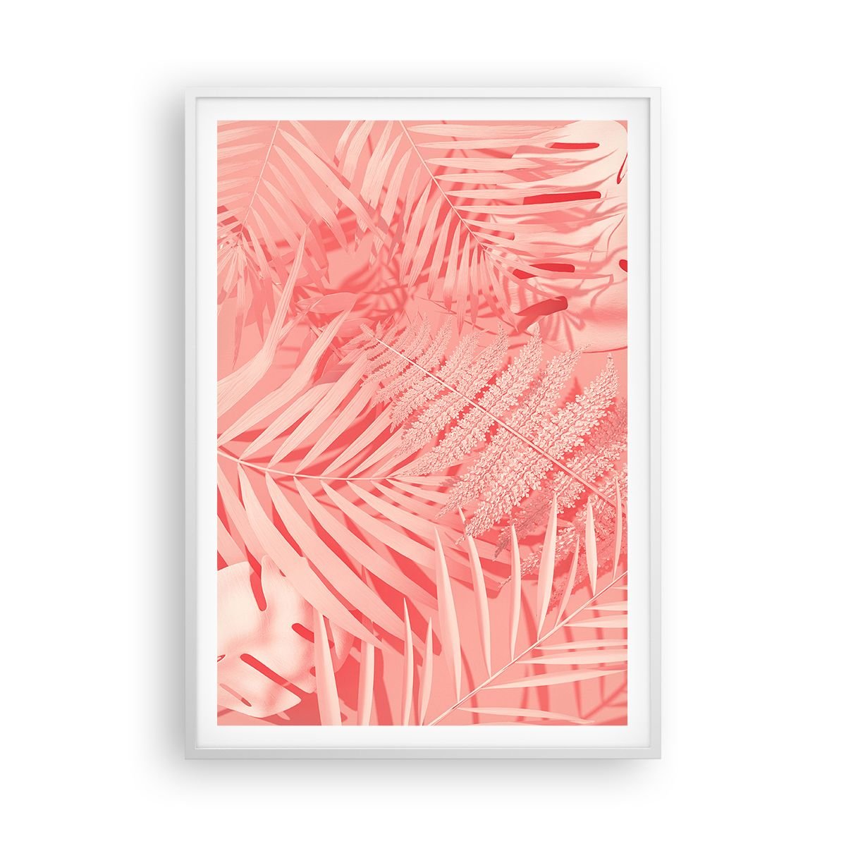 Obraz - Plakat - Różowy koncept - 70x100cm - Abstrakcja Liść Palmy ...