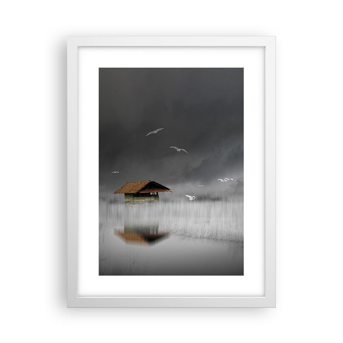 Obraz - Plakat - Schronienie przed deszczem - 30x40cm - Krajobraz Mgła ...