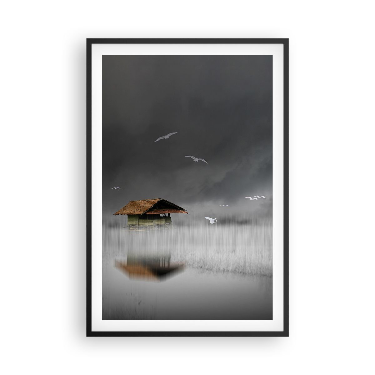 Obraz - Plakat - Schronienie przed deszczem - 61x91cm - Krajobraz Mgła ...
