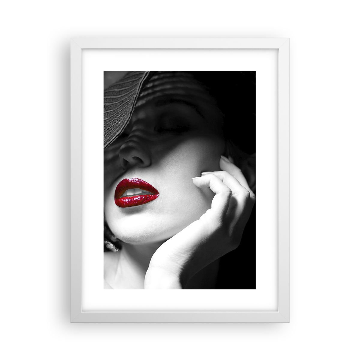 Obraz - Plakat - Studium w szkarłacie - 30x40cm - Kobieta Czerwone Usta Moda - Foto Plakaty na ...