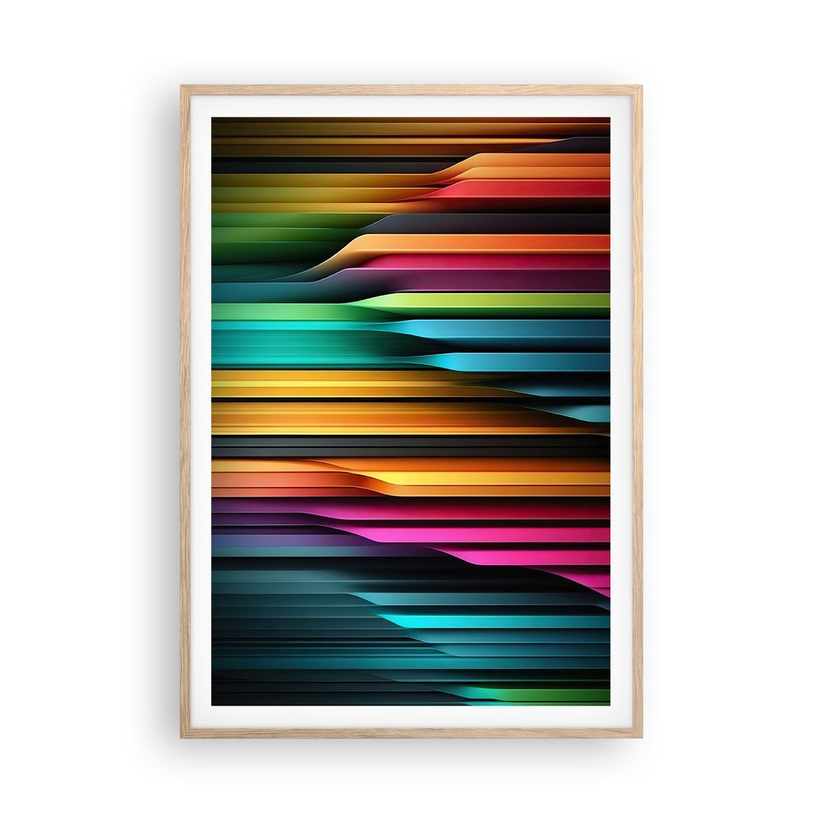 Obraz - Plakat - Świetlne organy - 70x100cm - Kolorowy Linie Abstrakcja ...