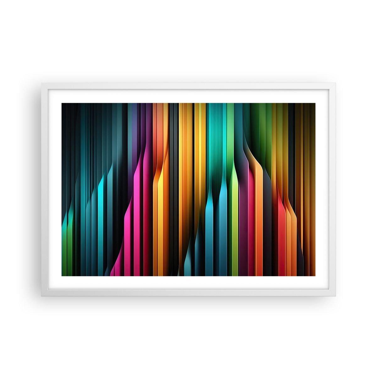 Obraz - Plakat - Świetlne organy - 70x50cm - Kolorowy Linie Abstrakcja ...