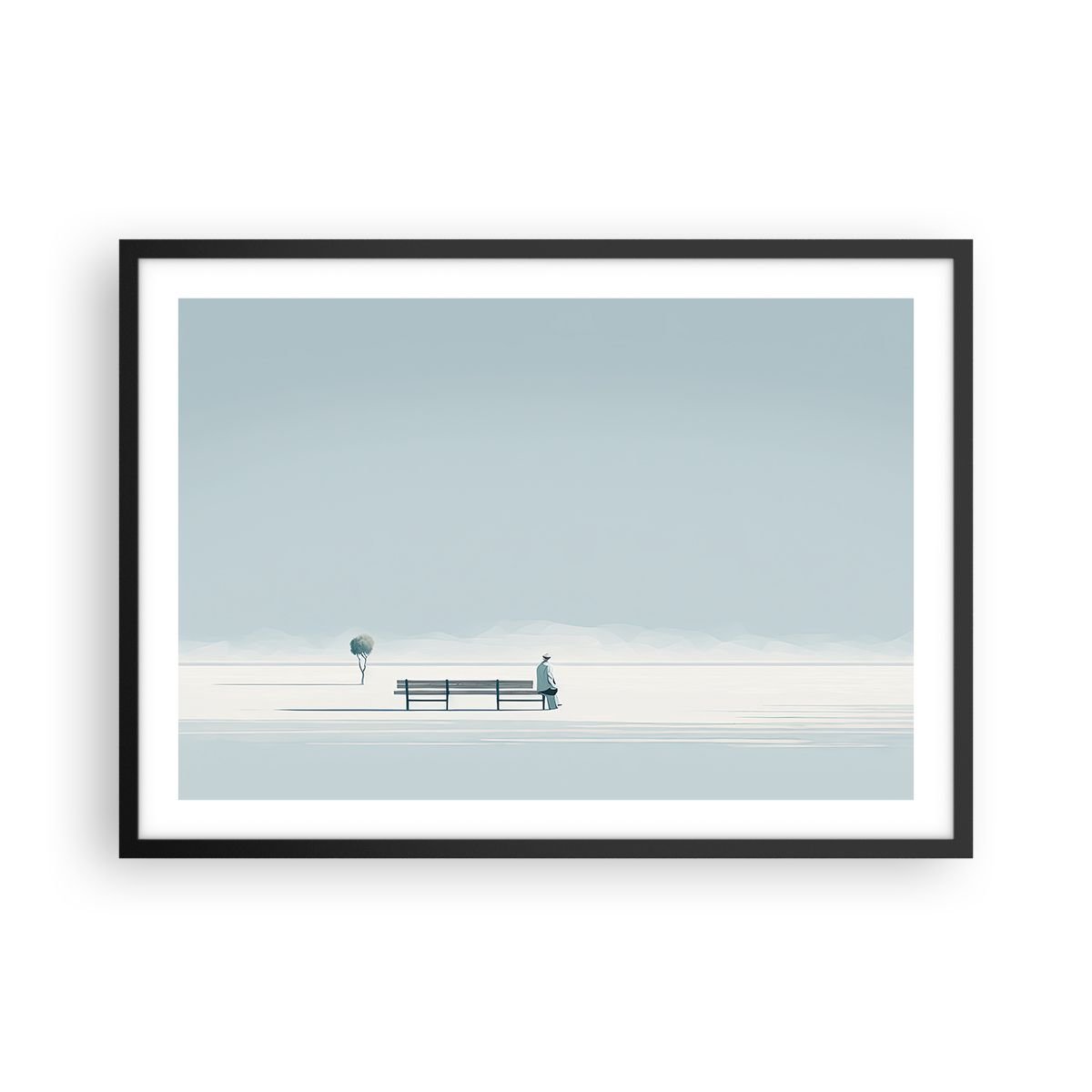 Obraz - Plakat - Tak, czekam. - 70x50cm - Minimalistyczny Samotny Człowiek - Nowoczesny modny ...