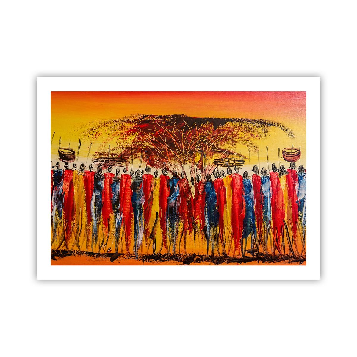 Obraz - Plakat - Tam, tam, tam tam idą - 70x50cm - Sztuka Ludzie Afryka - Nowoczesny modny obraz ...