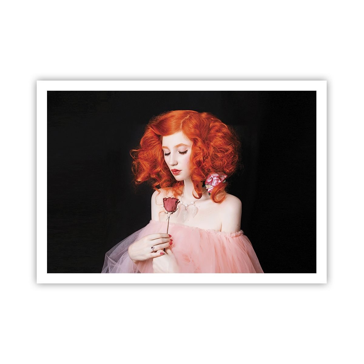Obraz - Plakat - W barokowym stylu - 100x70cm - Kobieta Modelka Róża ...