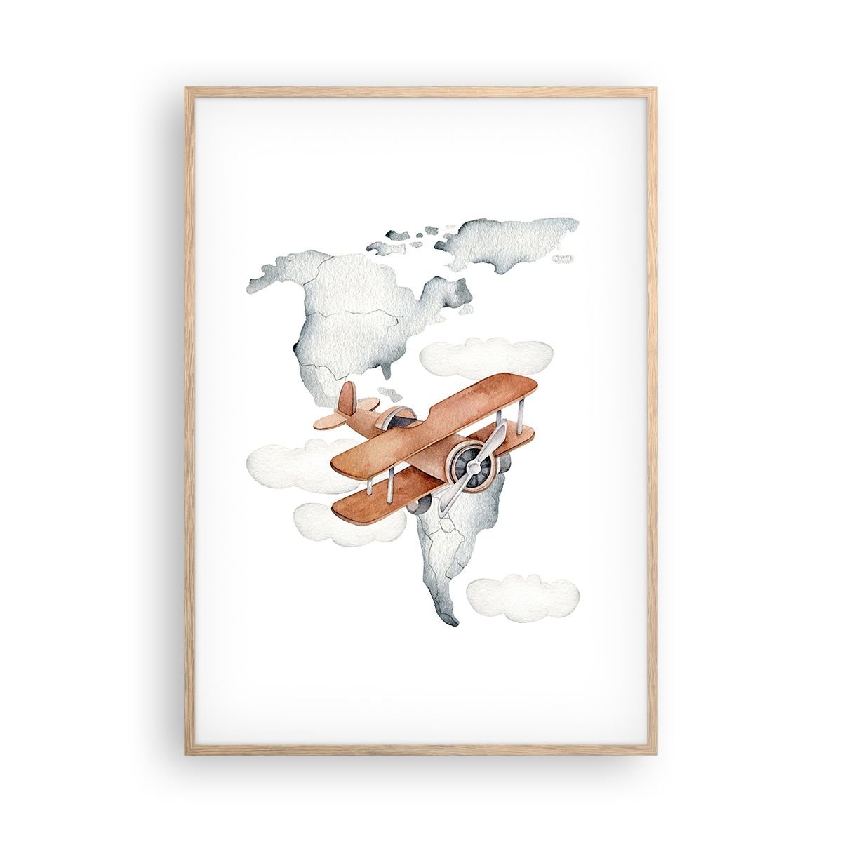 Obraz - Plakat - W pionierskim duchu - 70x100cm - Mapa Świata Samoloty Dziecięce - Foto Plakaty ...