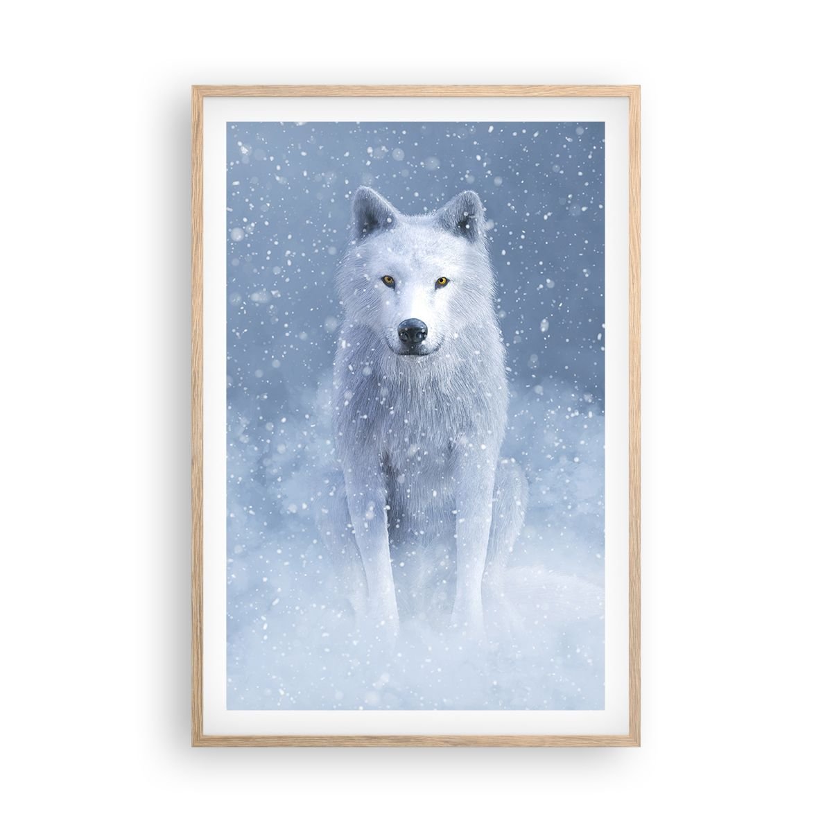 Obraz - Plakat - W zimowym duchu - 61x91cm - Biały Wilk Zwierzęta Zima ...