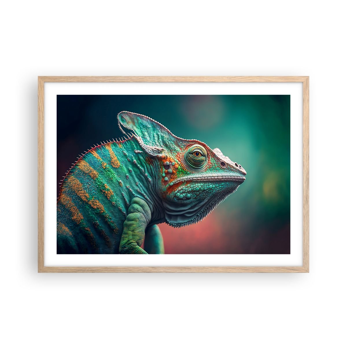 Obraz - Plakat - Widzisz mnie? Niedobrze… - 70x50cm - Kameleon Zwierzęta Gad - Nowoczesny modny ...