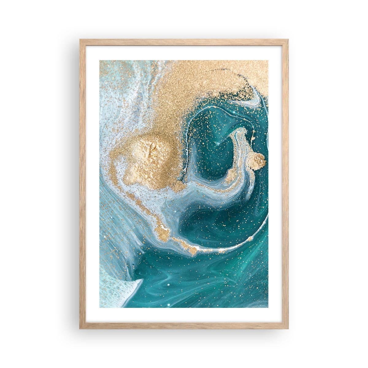Obraz - Plakat - Wir złota i turkusu - 50x70cm - Abstrakcja Sztuka Nowoczesny Wzór - Nowoczesny ...