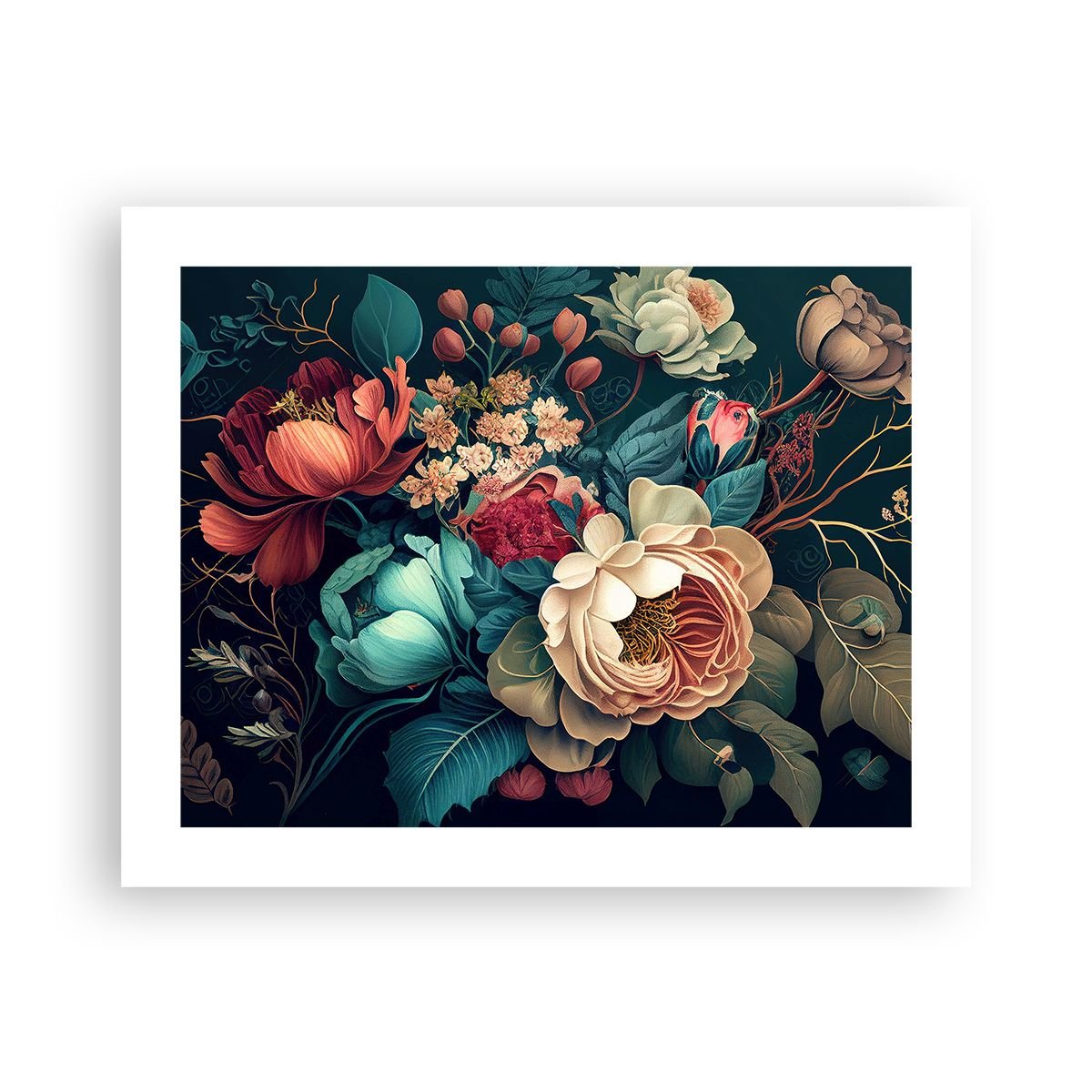 Obraz - Plakat - XIX-wieczny czar - 50x40cm - Kwiaty Shabby Chic ...