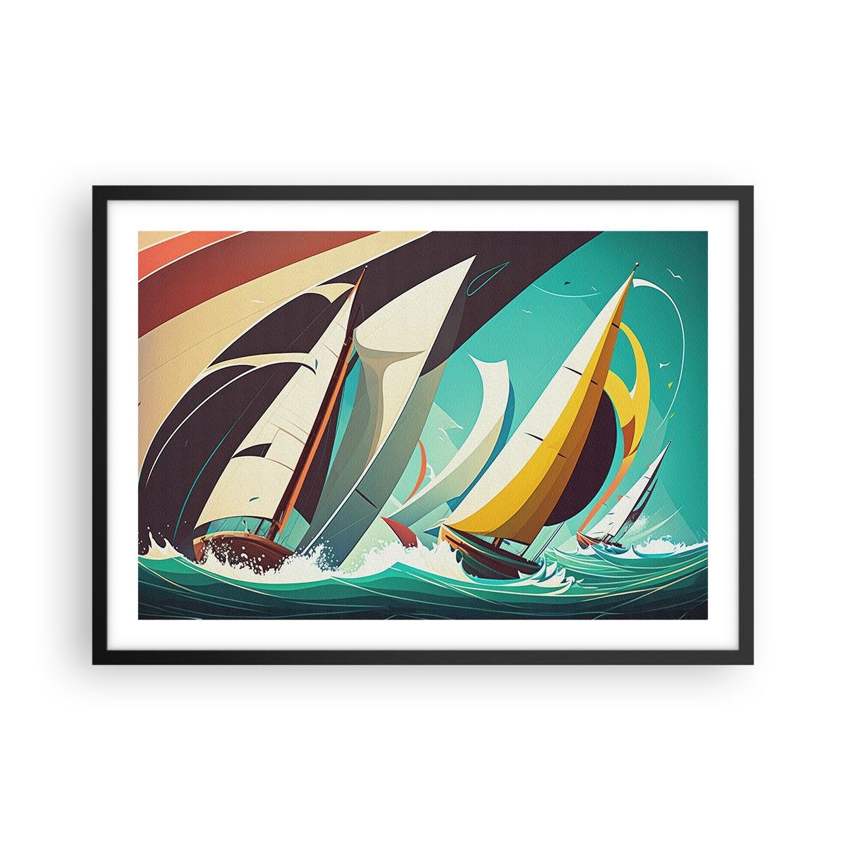 Obraz - Plakat - Z żywiołami za pan brat - 70x50cm - Żaglówki Regaty Morze - Nowoczesny modny ...