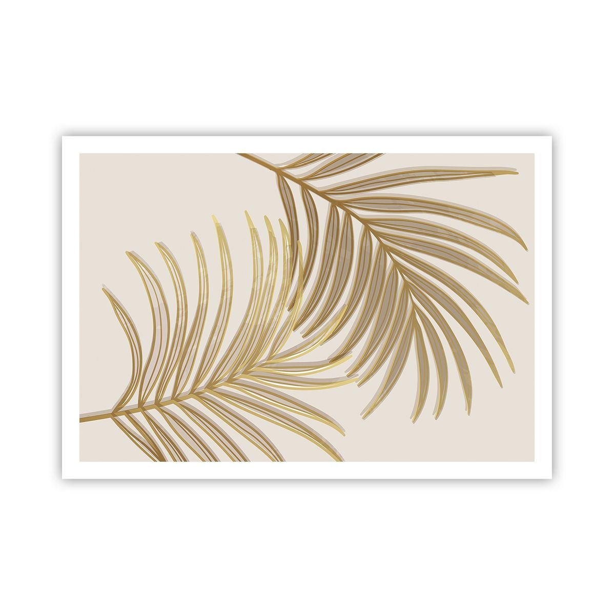 Obraz - Plakat - Złota Palma! - 100x70cm - Abstrakcja Liść Palmy ...