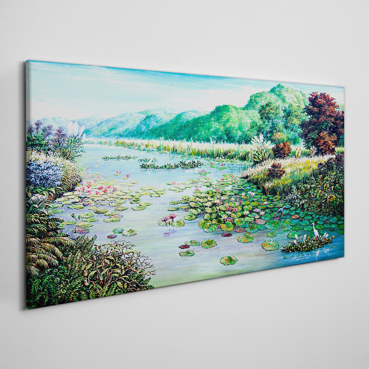 Obraz płótno Rzeka drzewa kwiaty wzgórza 100x50 cm - Coloray | Sklep ...
