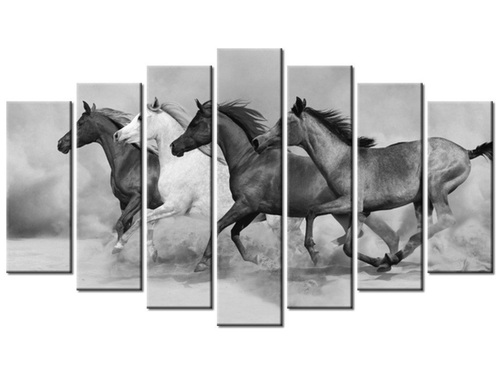 Obraz Stado w burzy piaskowej, 7 elementów, 140x80 cm - Oobrazy | Sklep ...