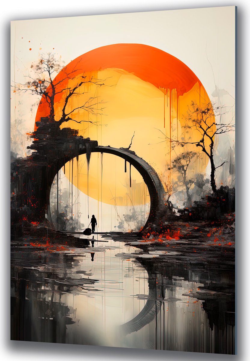 Obraz szklany na ścianę Słońce Księżyc Jezioro 80x120 cm - Inna marka ...