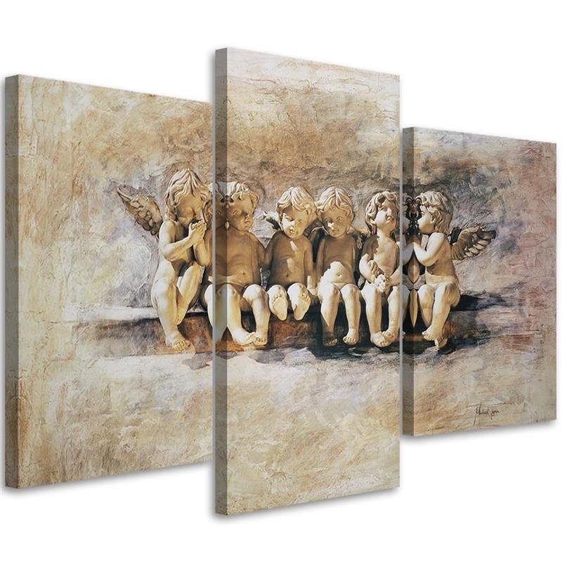 Obraz tryptyk na płótnie trzyczęściowy FEEBY, Anioły Beżowy 90x60 - Feeby | Sklep EMPIK.COM