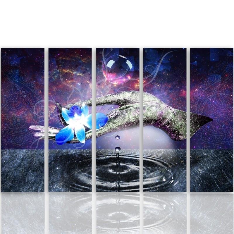 Obraz tryptyk pięcioczęściowy FEEBY, Abstrakcja Kwiat Dłoń Woda 100x70 - Feeby | Sklep EMPIK.COM