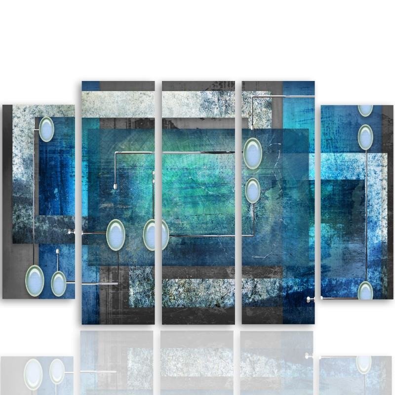 Obraz tryptyk pięcioczęściowy FEEBY, ABSTRAKCJA Motyw Niebieski 100x70 - Feeby | Sklep EMPIK.COM