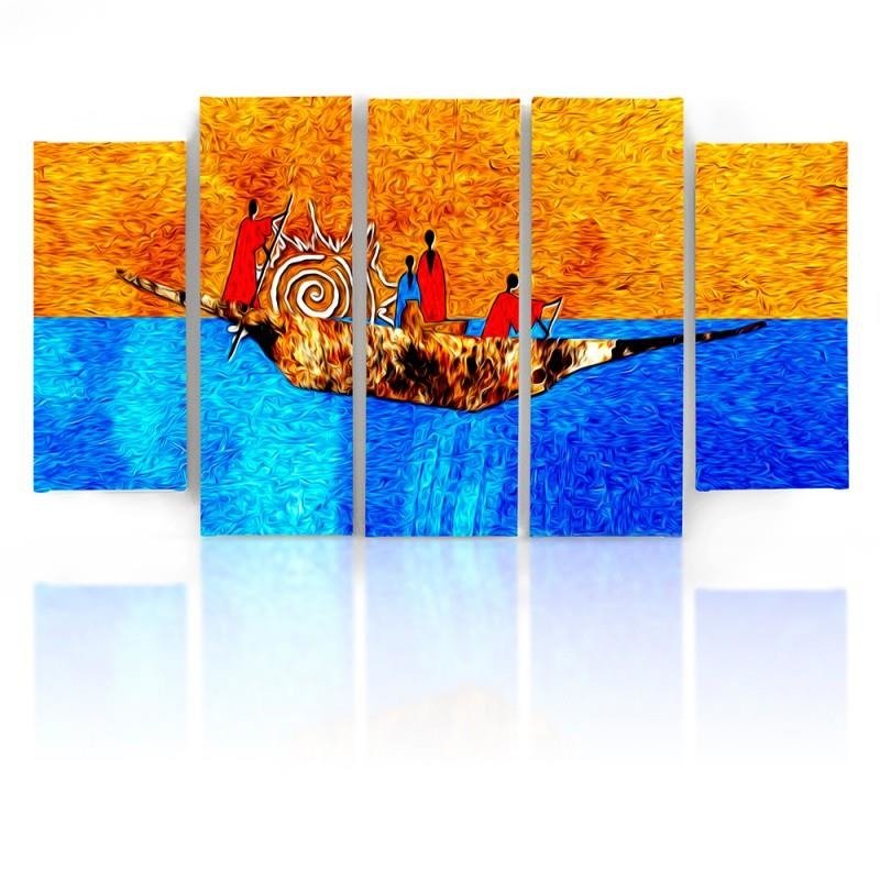 Obraz tryptyk pięcioczęściowy FEEBY, Afryka Pejzaż Ludzie 100x70 - Feeby | Sklep EMPIK.COM