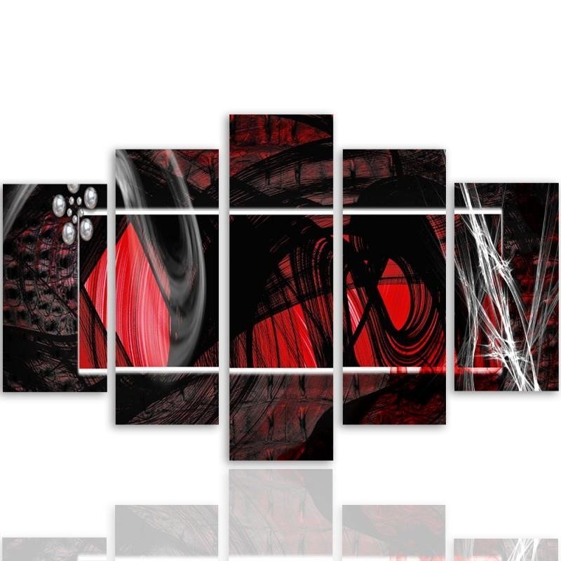 Obraz tryptyk pięcioczęściowy FEEBY, Czerwona Abstrakcja 200x100 - Feeby | Sklep EMPIK.COM