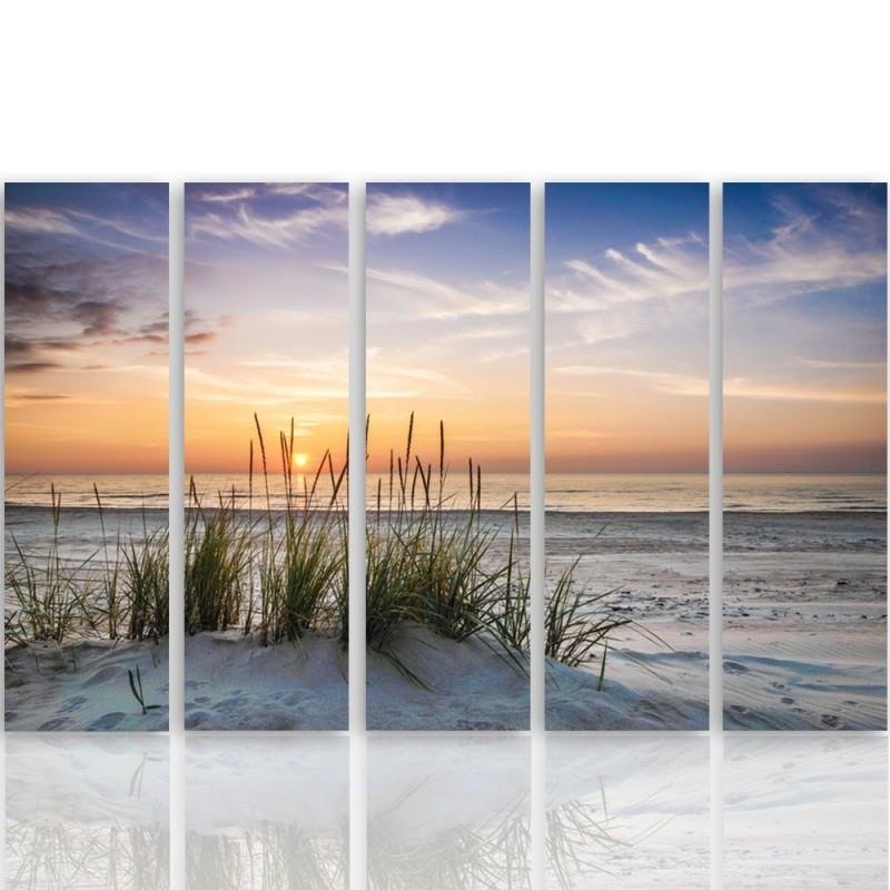 Obraz tryptyk pięcioczęściowy FEEBY, Morze Plaża Zachód Słońca 300x140 - Feeby | Sklep EMPIK.COM