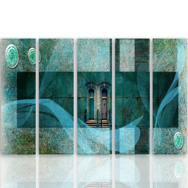Obraz tryptyk pięcioczęściowy FEEBY, Okno Abstrakcja Turkus 100x70 - Feeby | Sklep EMPIK.COM
