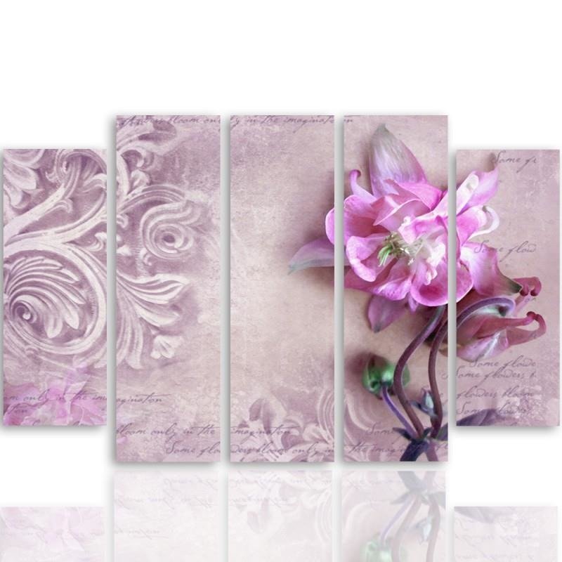 Obraz tryptyk pięcioczęściowy FEEBY, Różowy Kwiat Abstrakcja 100x70 - Feeby | Sklep EMPIK.COM