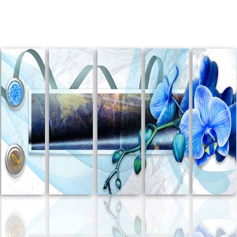 Obraz tryptyk pięcioczęściowy FEEBY, Storczyk Błękitny Abstrakcja 100x70 - Feeby | Sklep EMPIK.COM